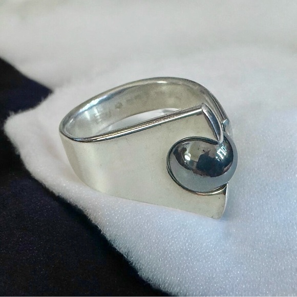 Jewelry | Stunning Estate Sj Modernist Hematite Sterling Silver Ring ...